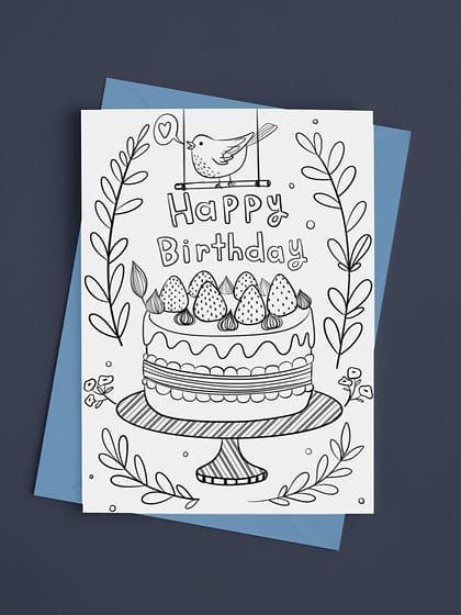 Simple Flower Coloring Greeting Card | Printable Fun for All Ages ...