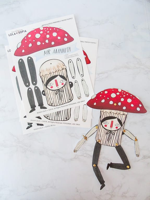 "Mr. Amanita" - Hand-Drawn Articulated Mushroom Paper Puppet, Printable ...