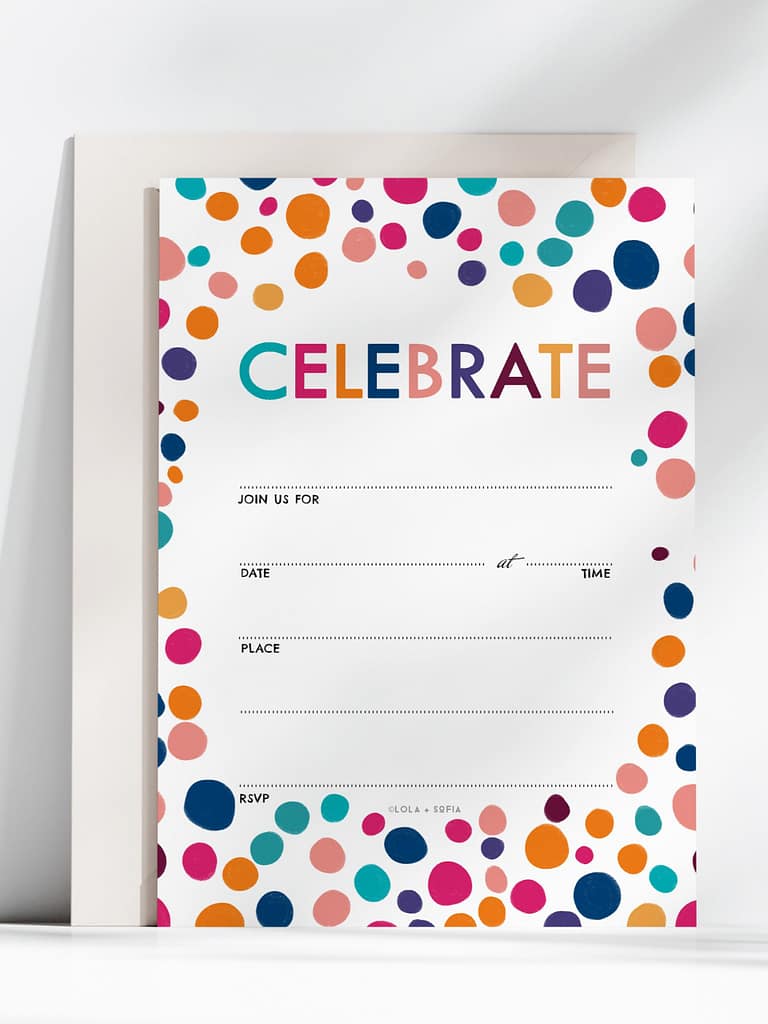 Celebrate Polka Dot Party - Printable Fill-In Invitation | LOLA + SOFIA