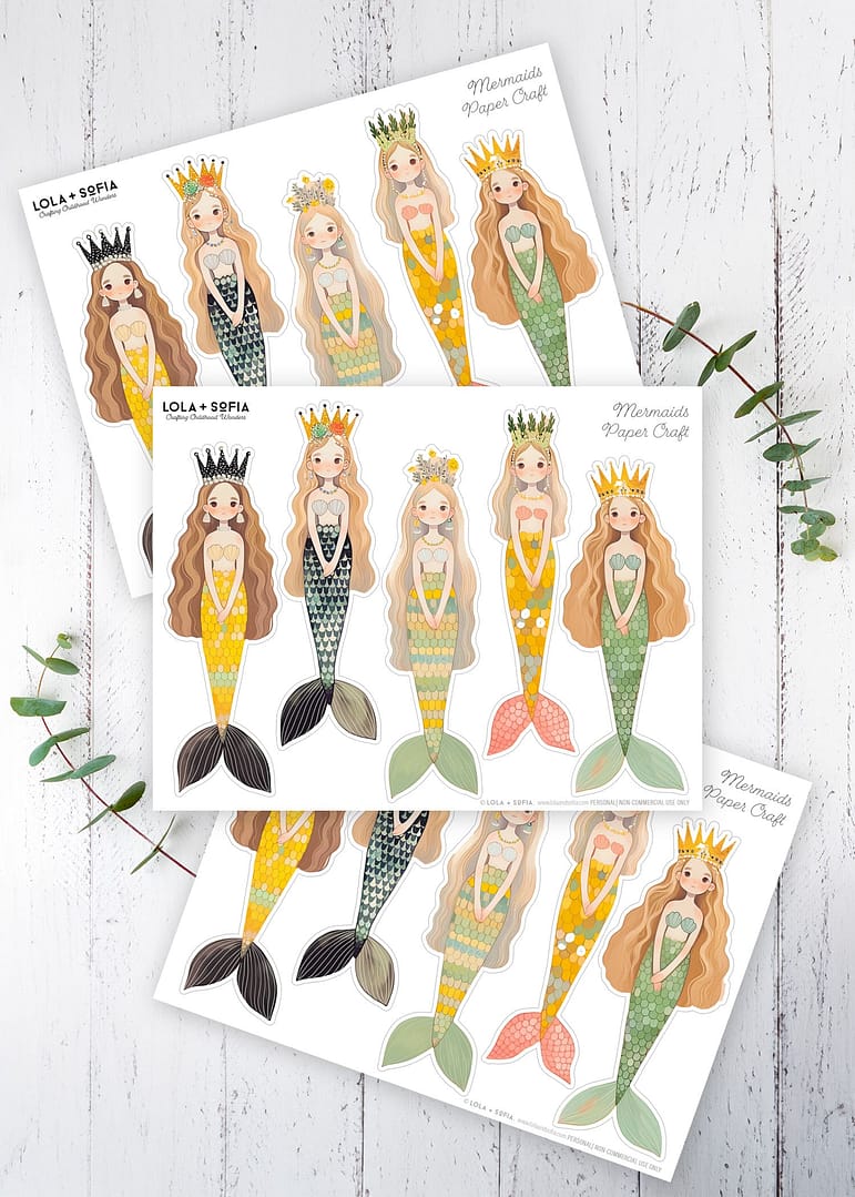 Mermaid Paper Craft Printable - DIY Digital Download | LOLA + SOFIA