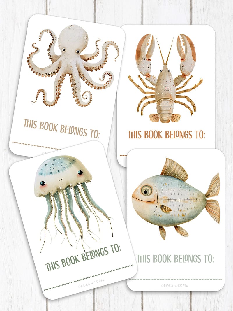 Printable Ocean Animals Bookplate Set – 8 Cute Labels for Kids | LOLA ...