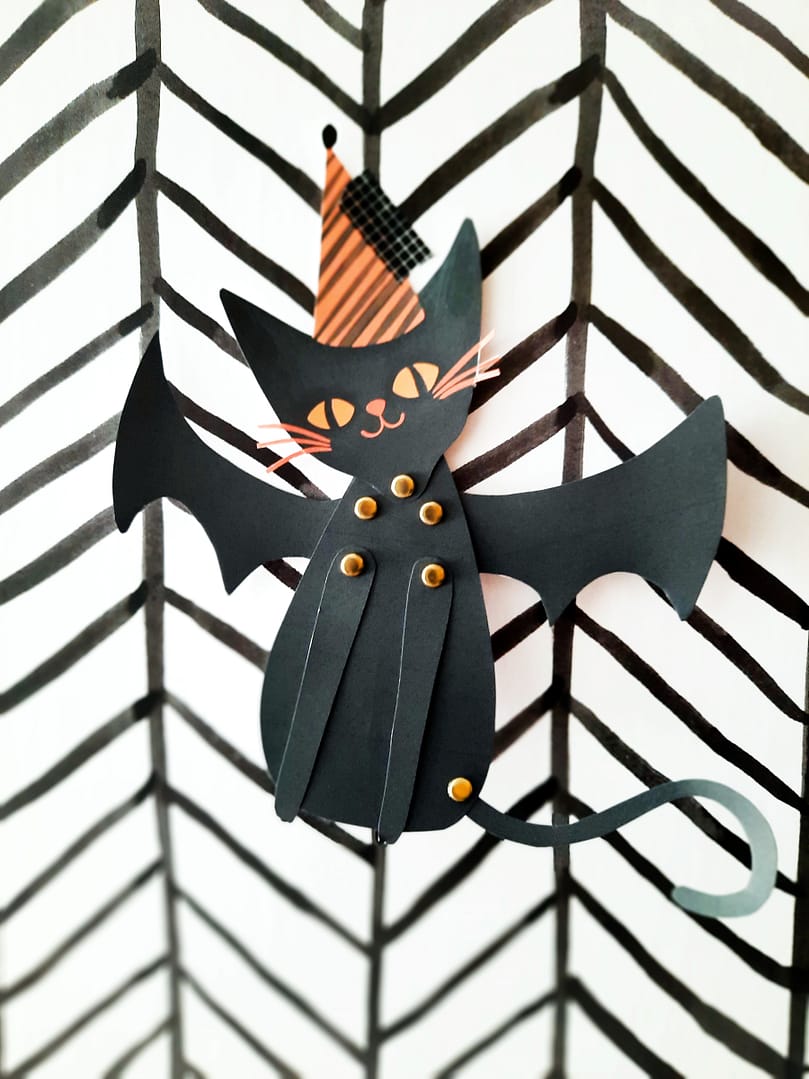 Halloween Printable Articulated Cat Bat Paper Puppet | LOLA + SOFIA