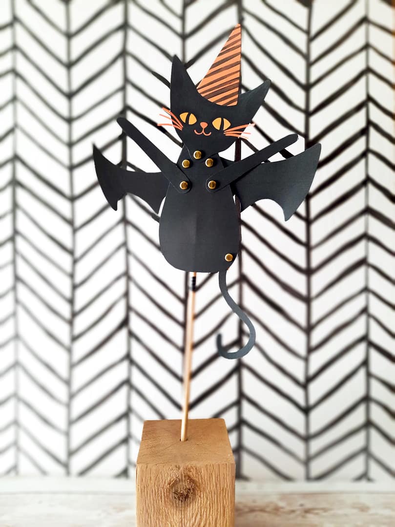 Halloween Printable Articulated Cat Bat Paper Puppet | LOLA + SOFIA