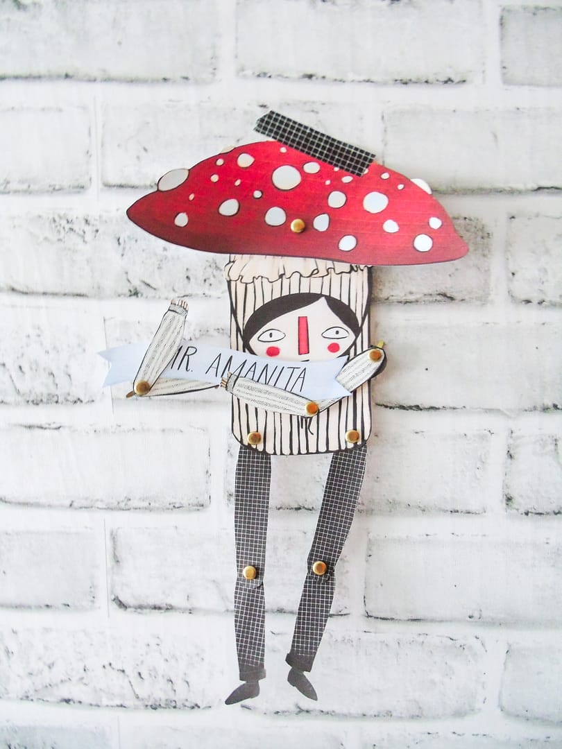 "Mr. Amanita" - Hand-Drawn Articulated Mushroom Paper Puppet, Printable ...