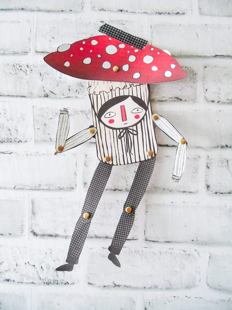 "Mr. Amanita" - Hand-Drawn Articulated Mushroom Paper Puppet, Printable ...