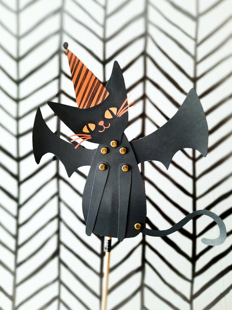 Halloween Printable Articulated Cat Bat Paper Puppet | LOLA + SOFIA