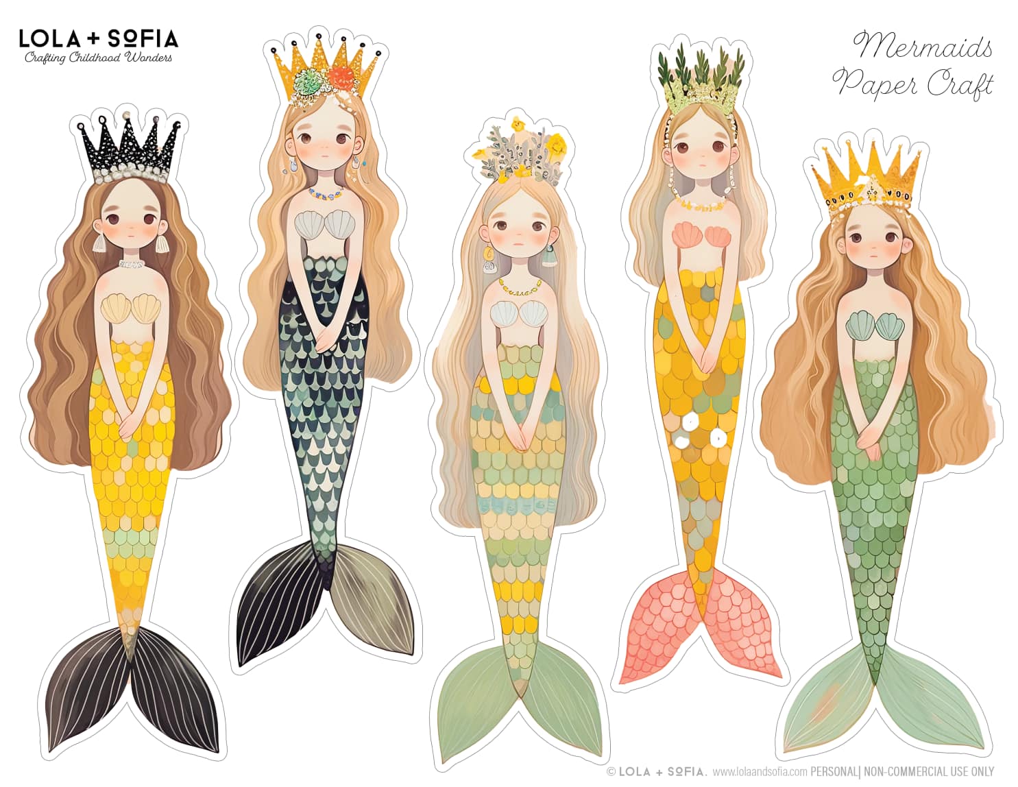 Mermaid Paper Craft Printable - DIY Digital Download | LOLA + SOFIA