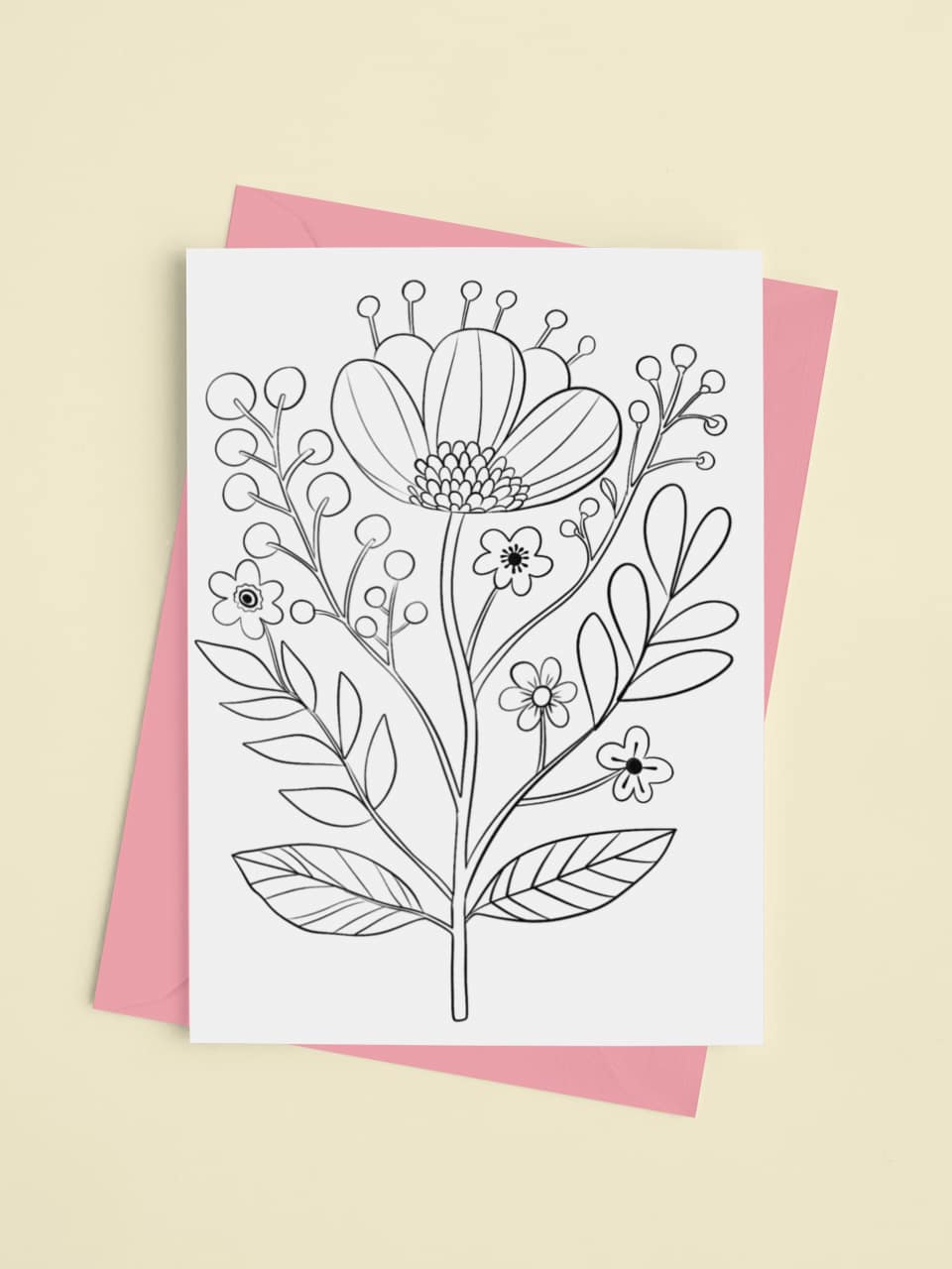 Simple Flower Coloring Greeting Card | Printable Fun for All Ages ...