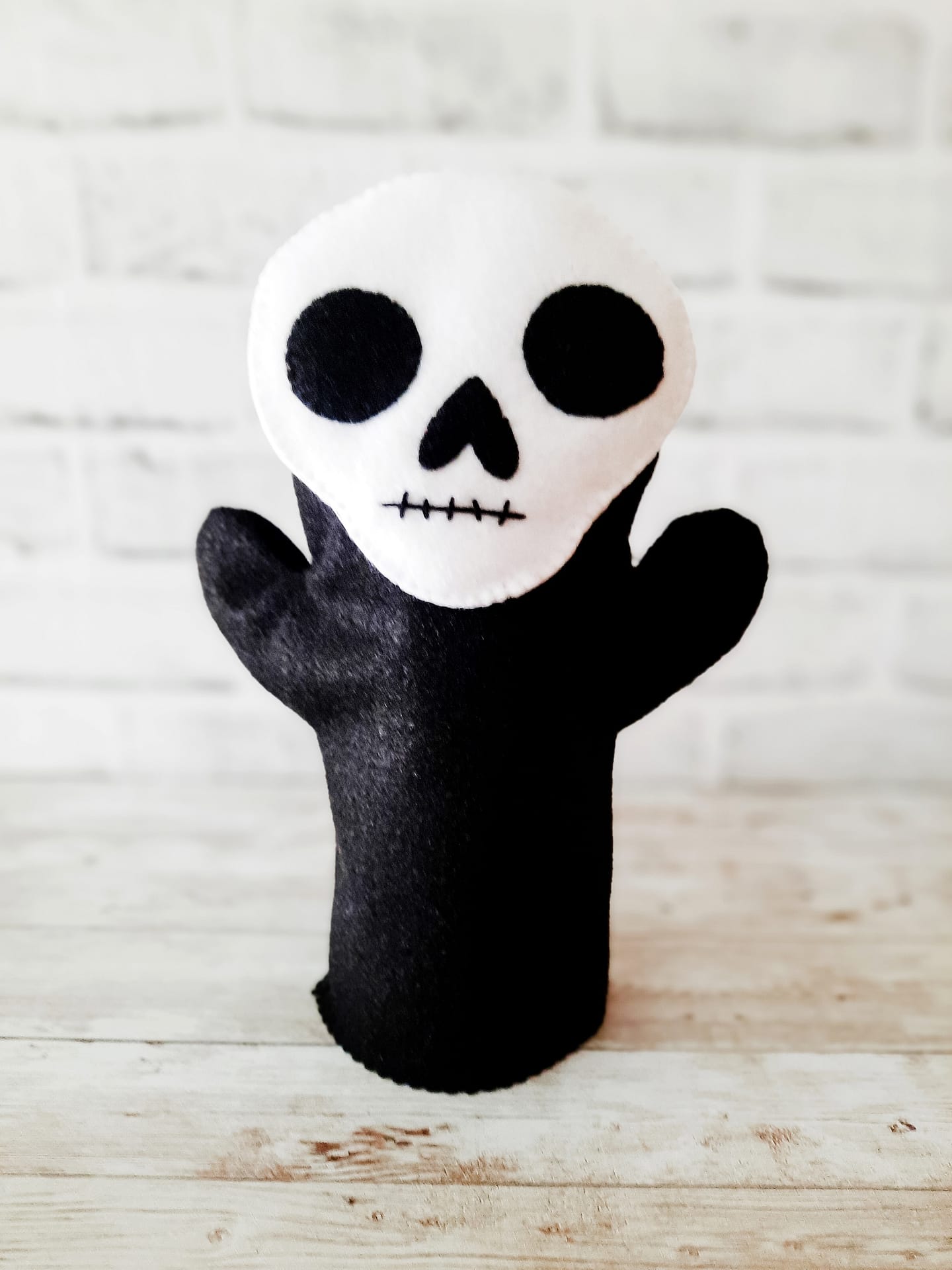 Handmade Felt Skull Hand Puppet | LOLA + SOFIA